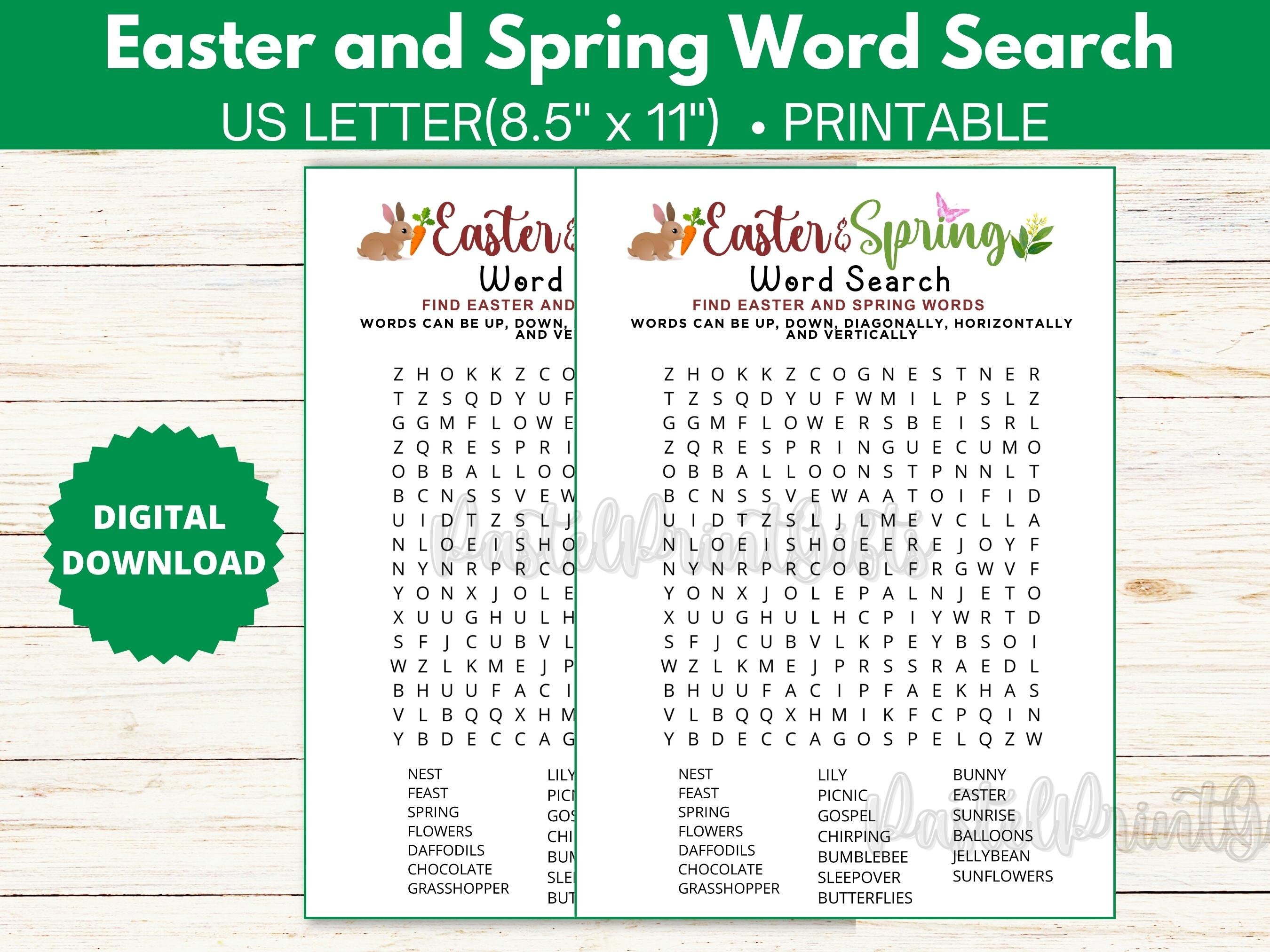 Easter Spring Word Search | Printable Game, Kids & Adults (PDF) - Etsy