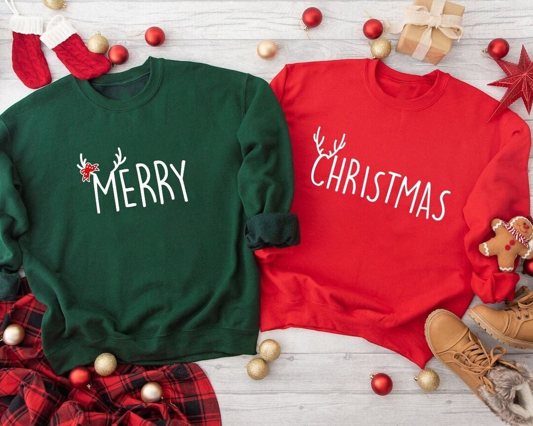 Merry & Christmas Couple Matching Sweatshirt, Holiday Gifts,christmas ...