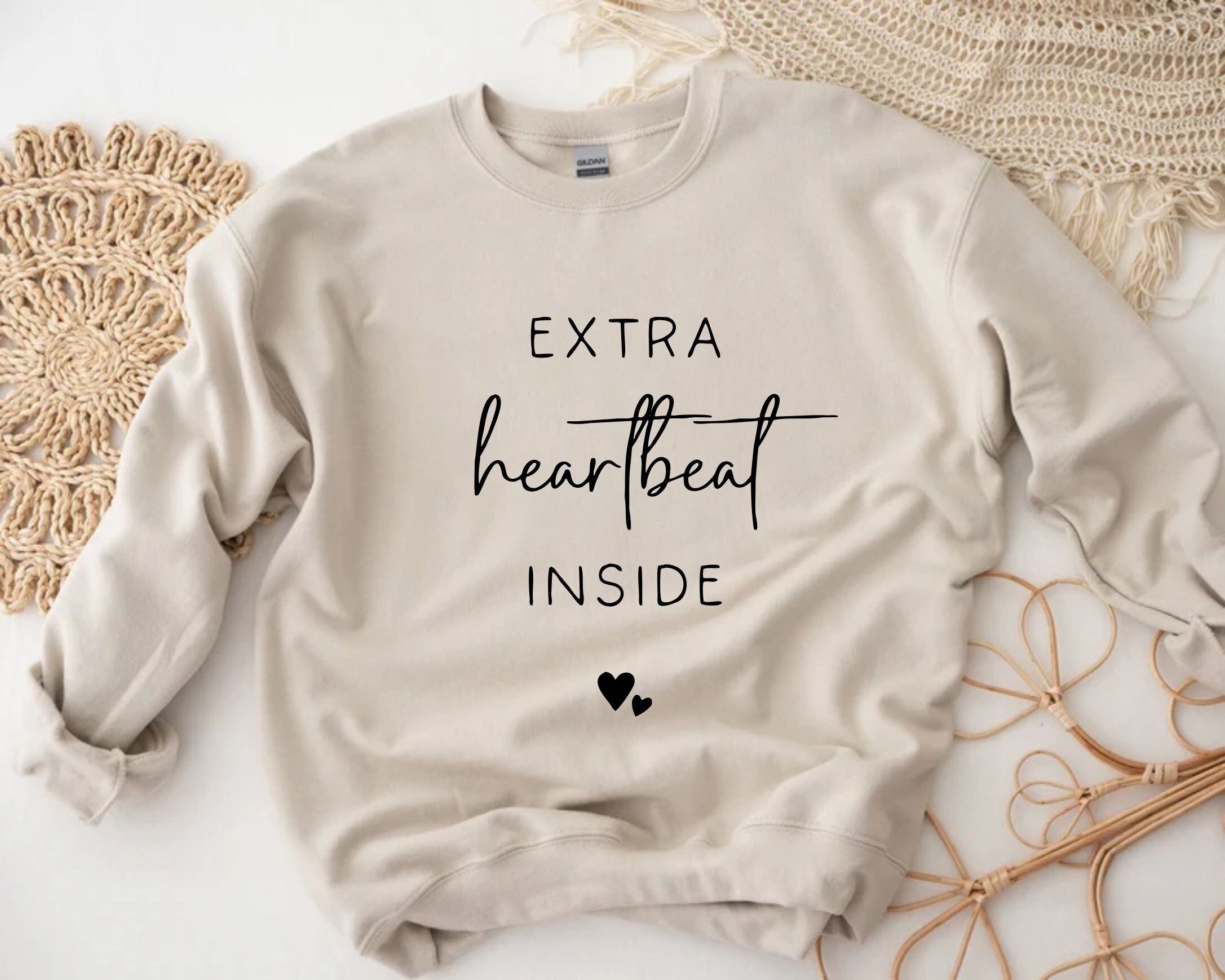 Extra Heartbeat Inside Sweatshirt New Mom Sweatshirt Baby Announcement ...