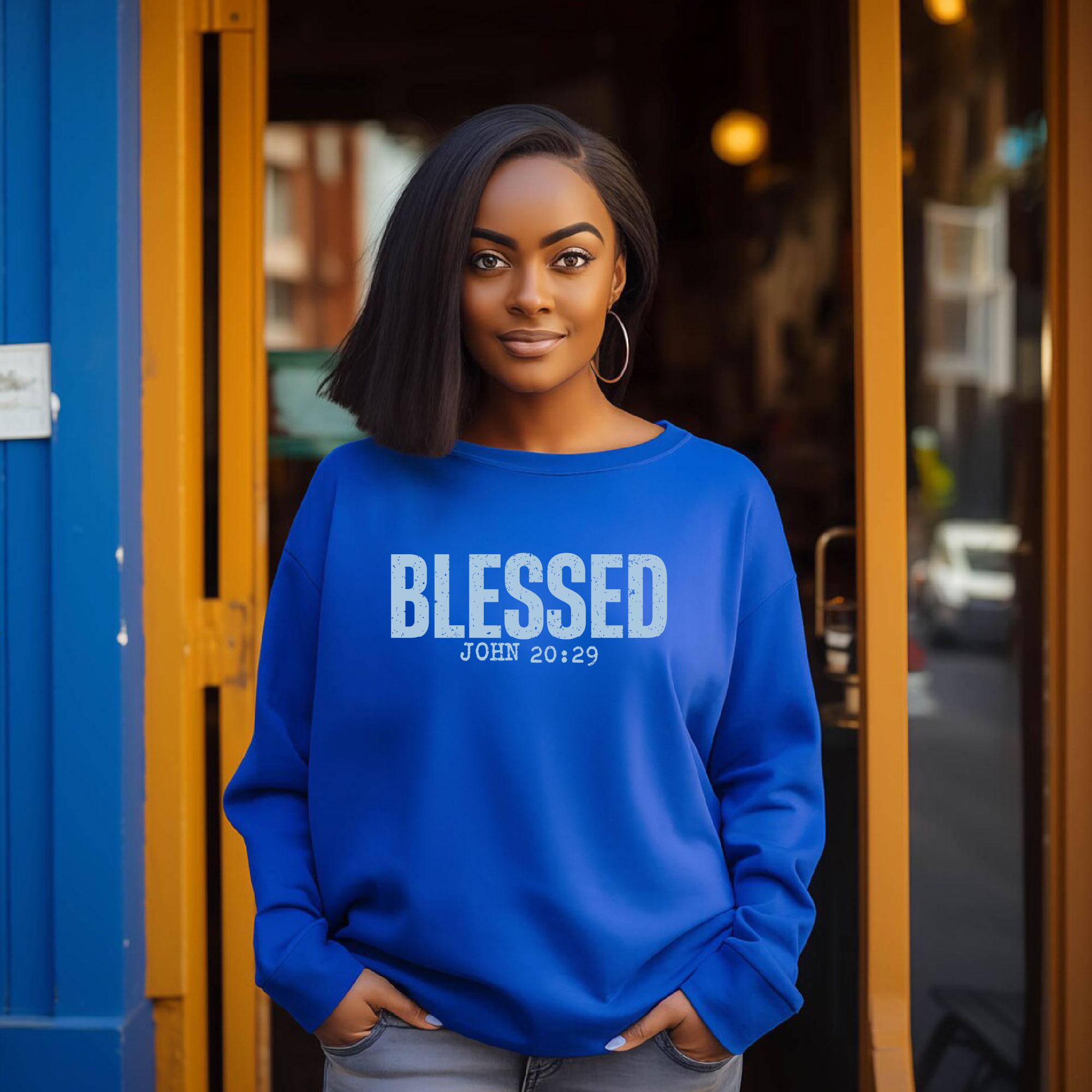 Blessed Christian Sweatshirt Bible Verse Sweater John 20 29 Spiritual ...