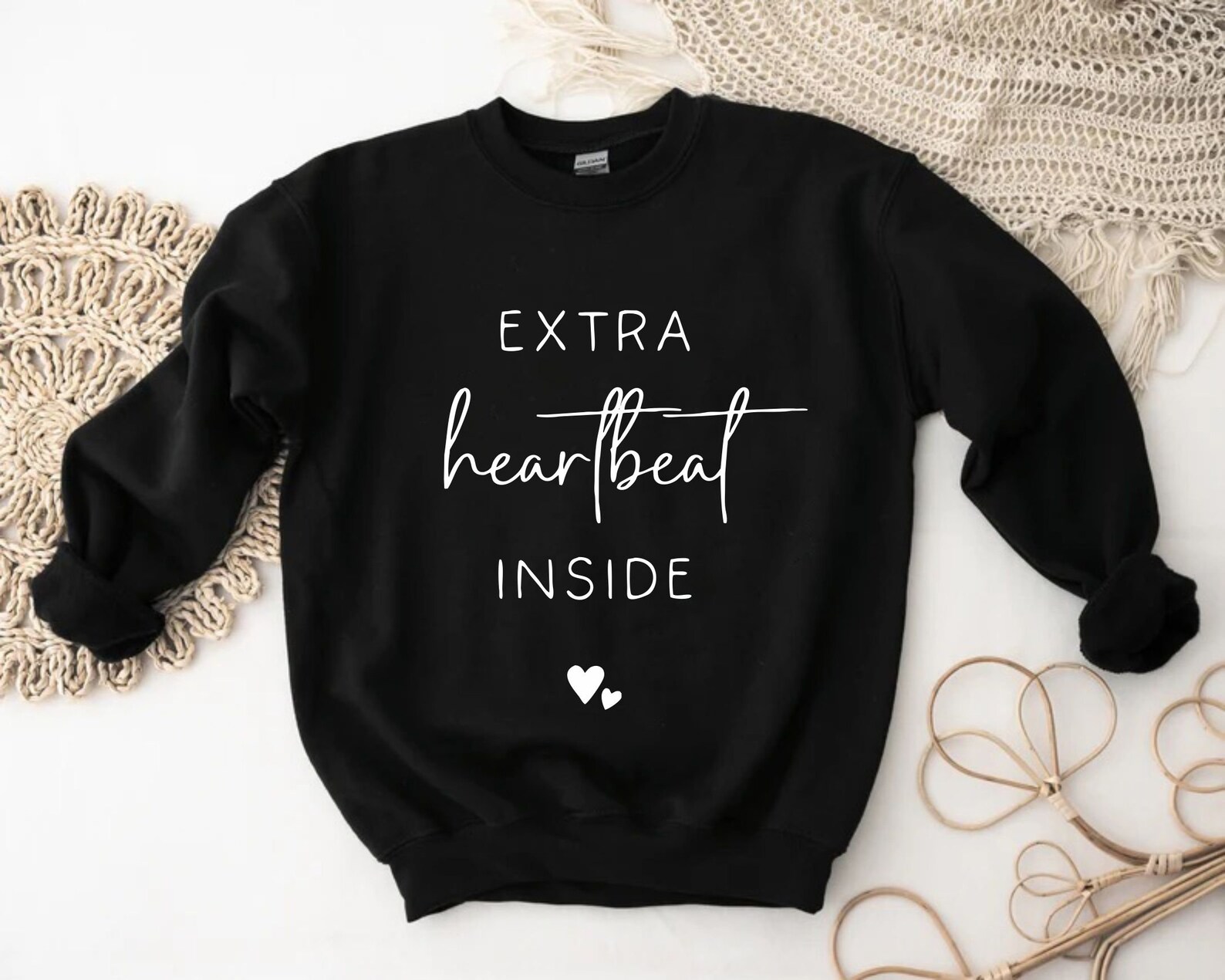 Extra Heartbeat Inside Sweatshirt New Mom Sweatshirt Baby Announcement ...