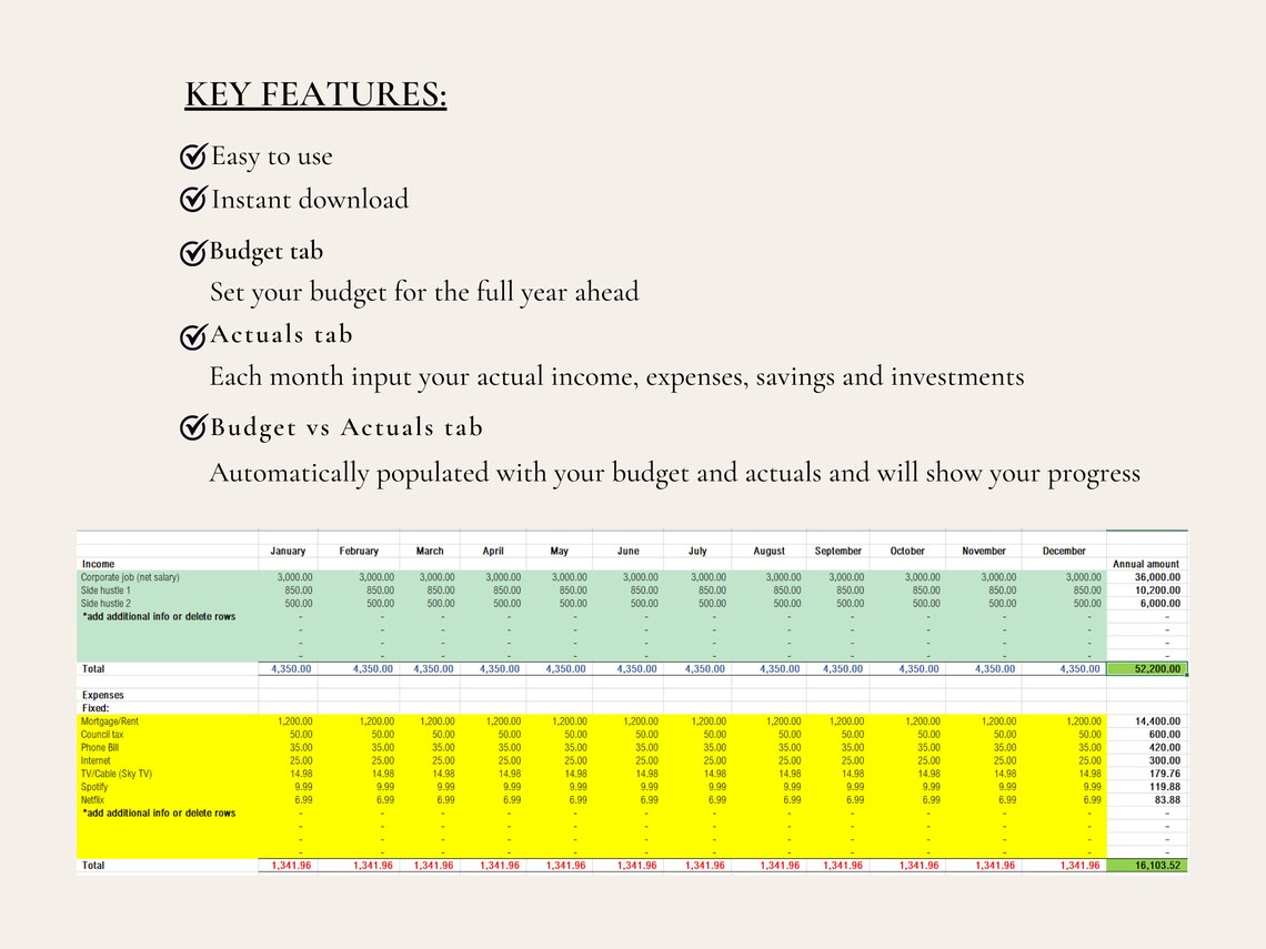 Bi-monthly Budget Monthly Budget Spread Sheet Excel Budget Template ...