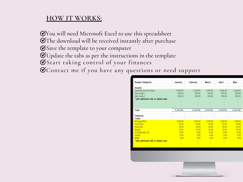 Monthly Budget Spread Sheet | Bi-monthly Budget | Excel Budget Template ...