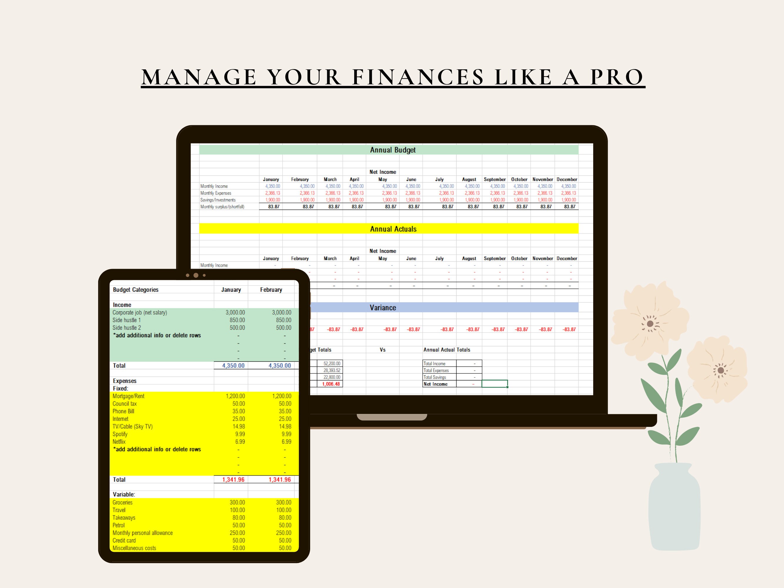 Bi-monthly Budget | Monthly Budget Spread Sheet | Excel Budget Template ...
