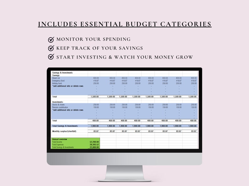 Monthly Budget Spread Sheet | Bi-monthly Budget | Excel Budget Template ...