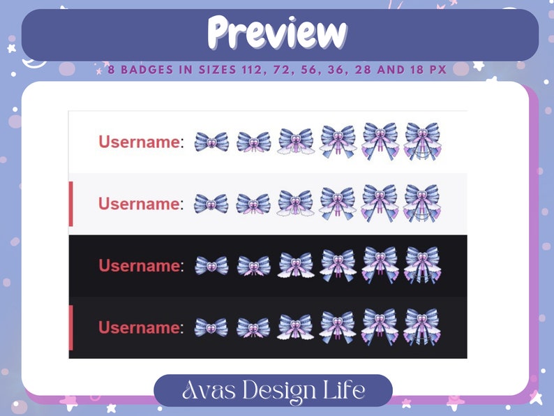 Kawaii Bows, Princess Cute Anime Bows, Ribbon, Suscriber Rewards, Sub ...