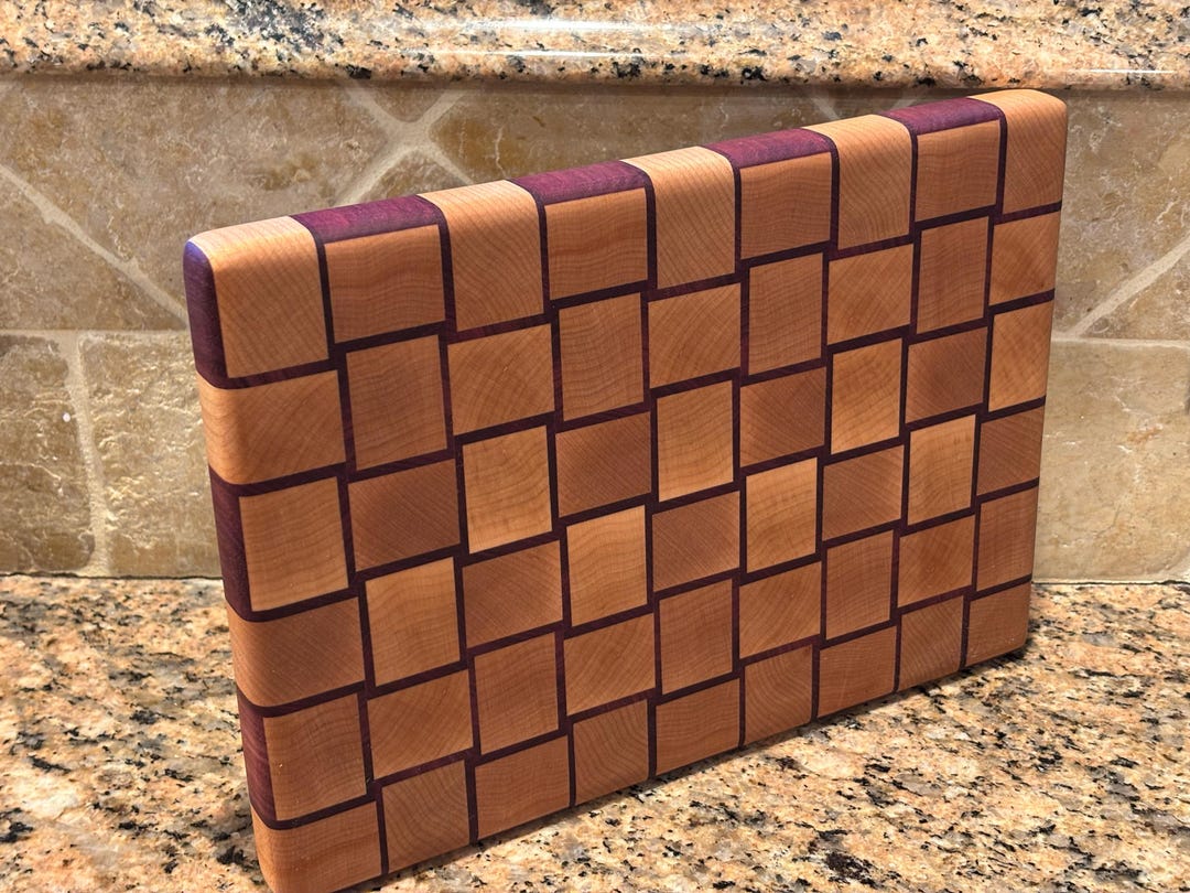 Maple & Purple Heart End Grain Cutting Board - Etsy