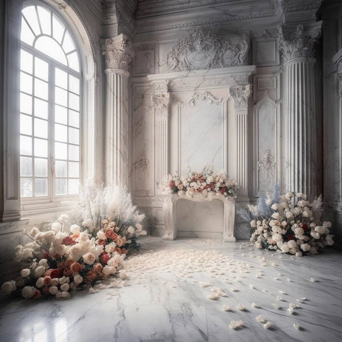 Elegant White Room Photography Backdrop, Photoshop Overlays, Studio ...