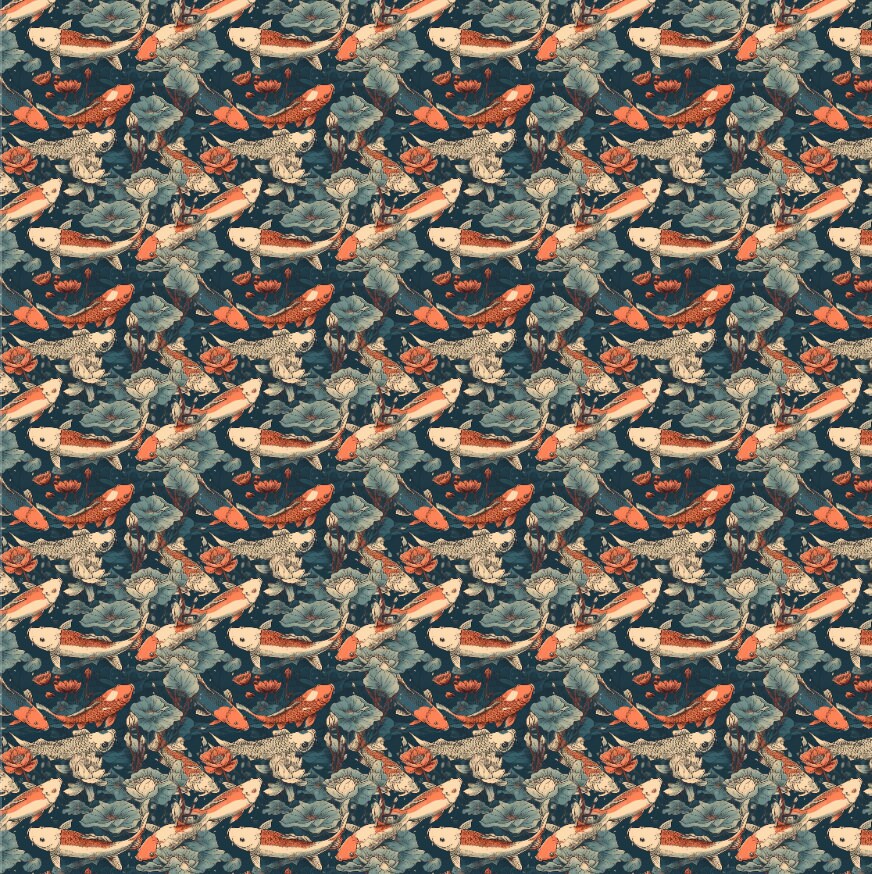 Koi Fish Seamless Pattern 3 | Printable Digital Painting | Digital Art ...