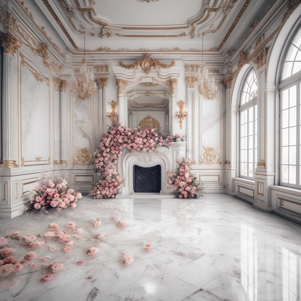 Elegant White Room Photography Backdrop, Photoshop Overlays, Studio ...