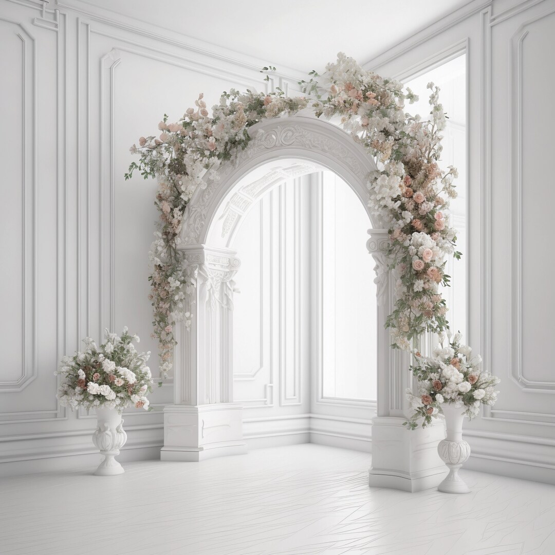 Floral Archway Window Backdrop, Floral Digital Backdrop Overlay ...