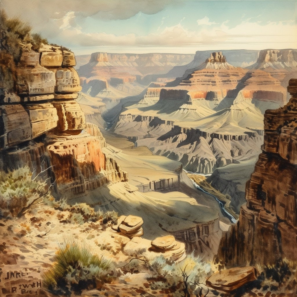 Grand Canyon Art Printable Digital Vintage Painting Digital Art ...
