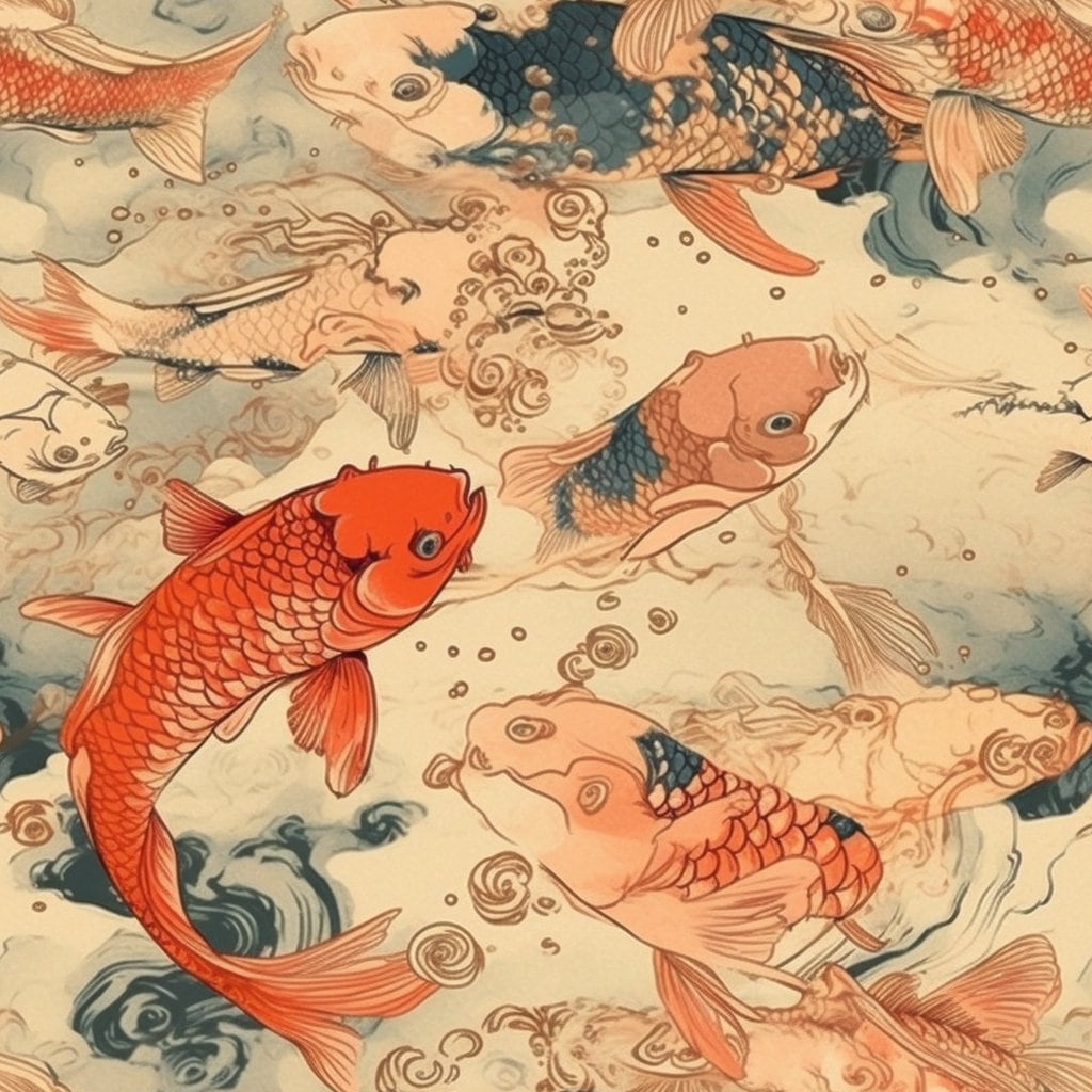 Koi Fish Seamless Pattern 4 | Printable Digital Painting | Digital Art ...