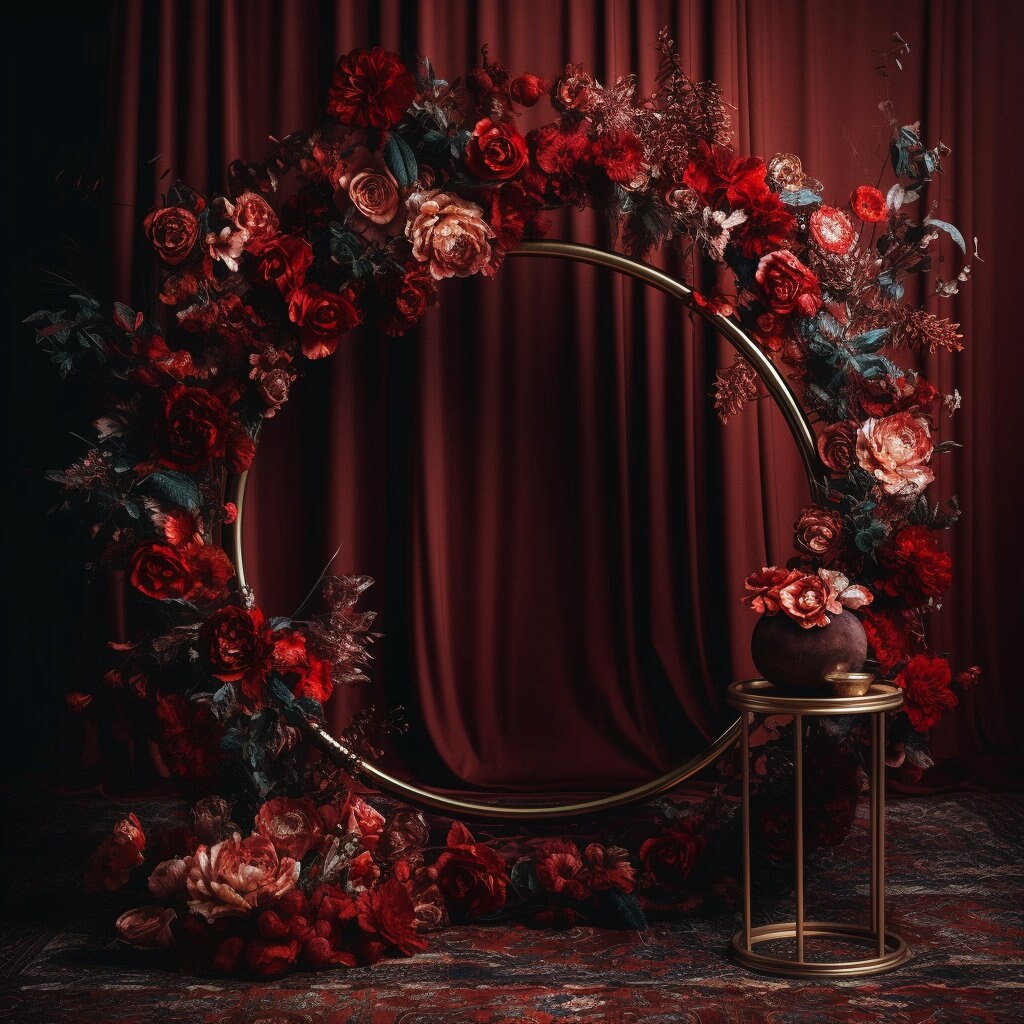 Floral Ring Backdrop, Floral Hoop Digital Backdrop Overlay, Maternity ...