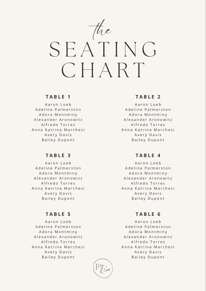Downloadable Wedding Seating Plan - Etsy