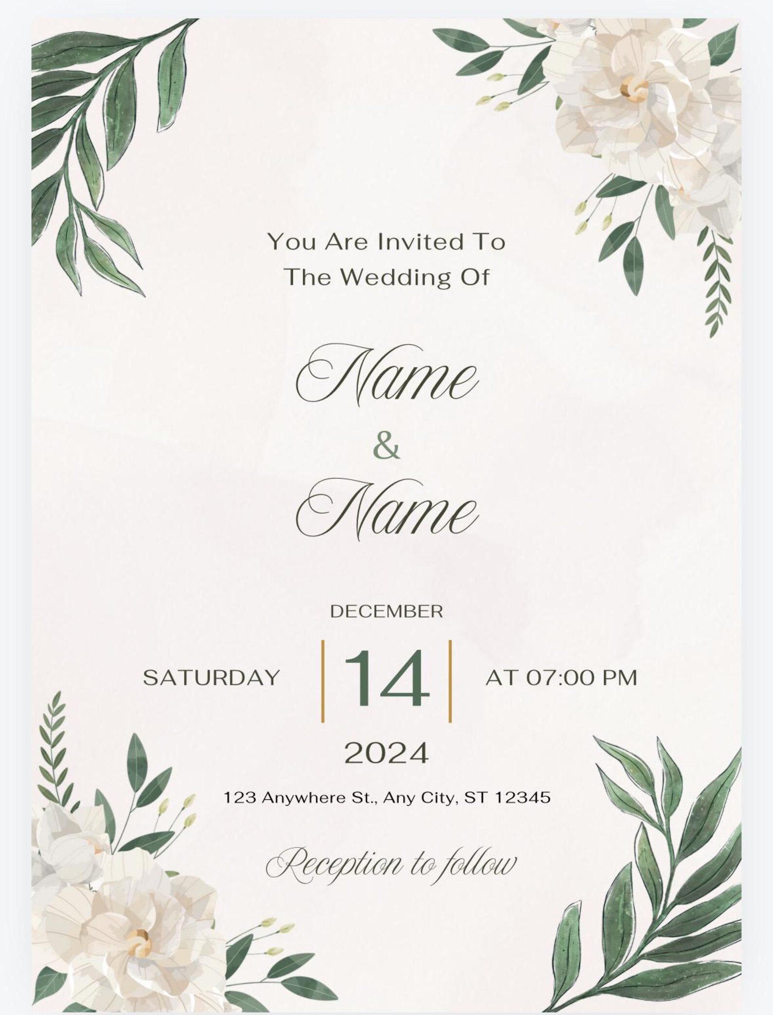 Downloadable Green Aesthetic Wedding Invitation - Etsy