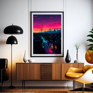 Los Angeles Sunset, Urban Architecture, Graphic Poster, California Life ...