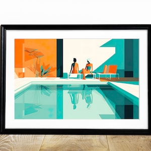 Palm Springs Pool Art Print: Mid-century Modern California (digital ...