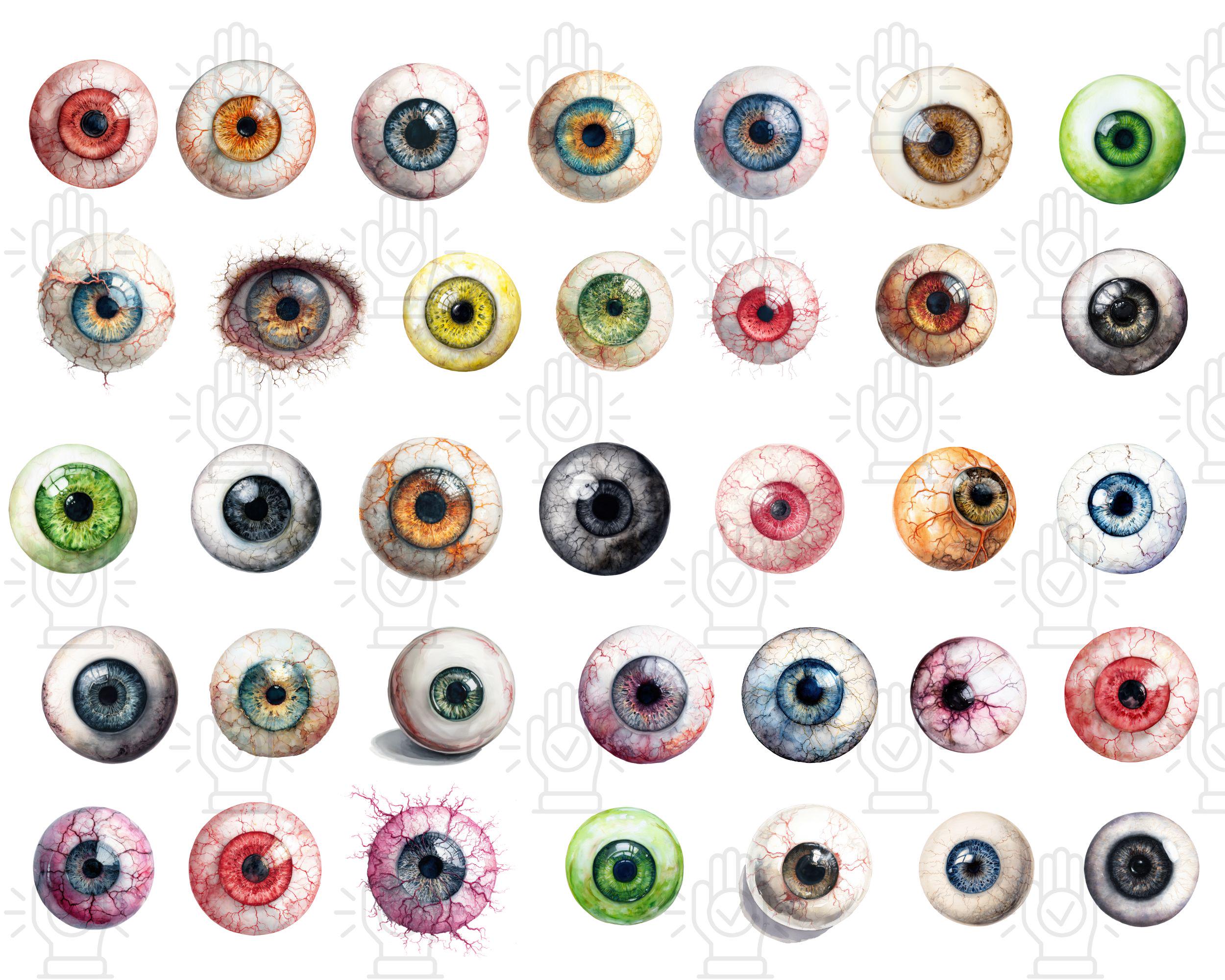 Watercolor Creepy Eyeballs Clipart, Bloodshot Spooky Eyes PNG ...
