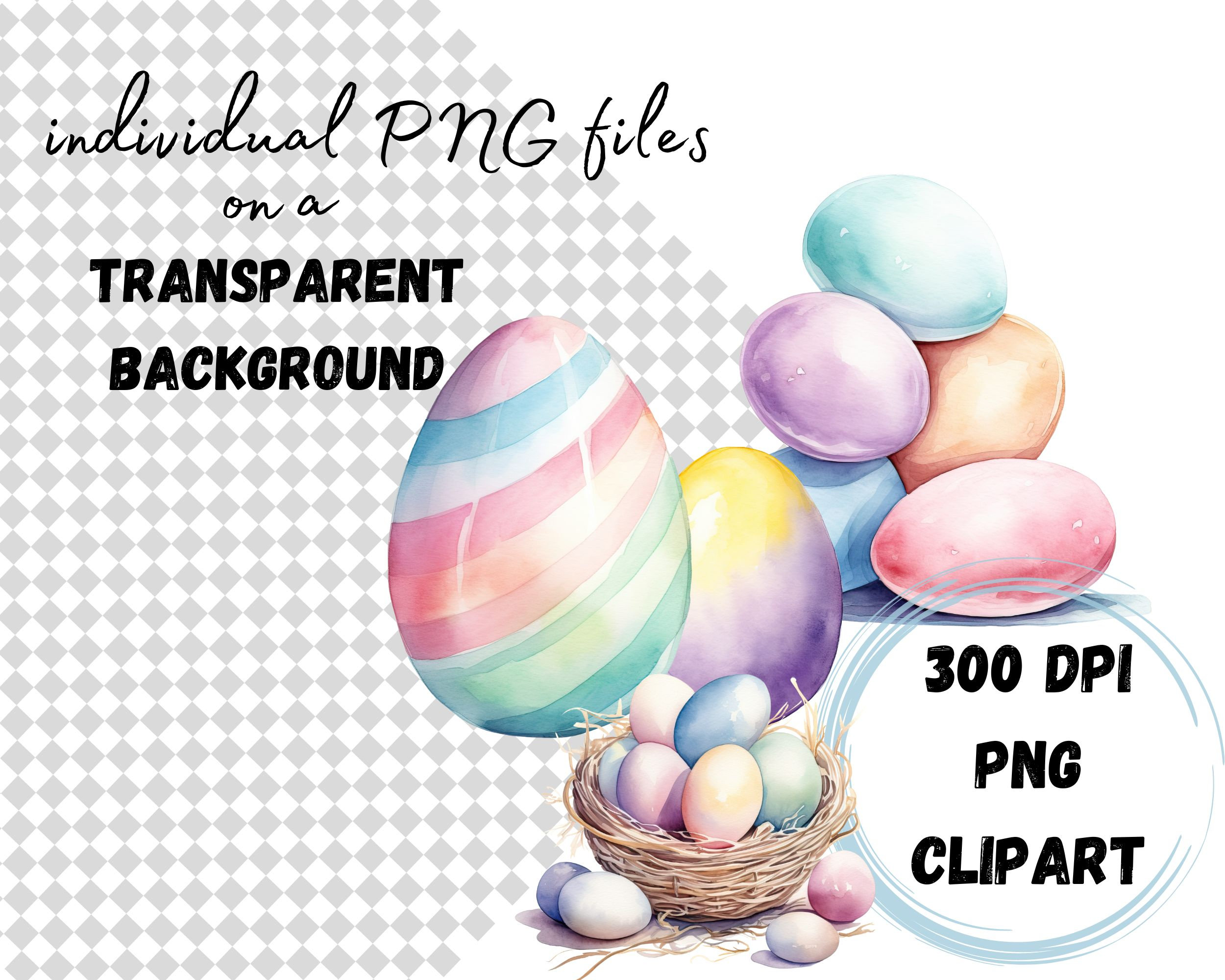 Watercolor Pastel Easter Eggs Clipart, Pastel Colored Eggs and Easter ...