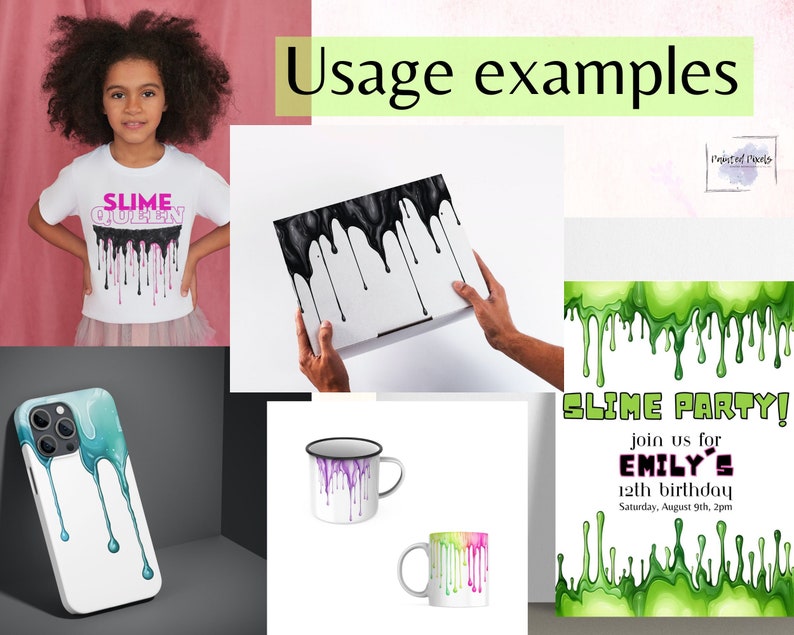 Slime Drips Clipart Watercolor Graphics for Commercial Use, Digital ...