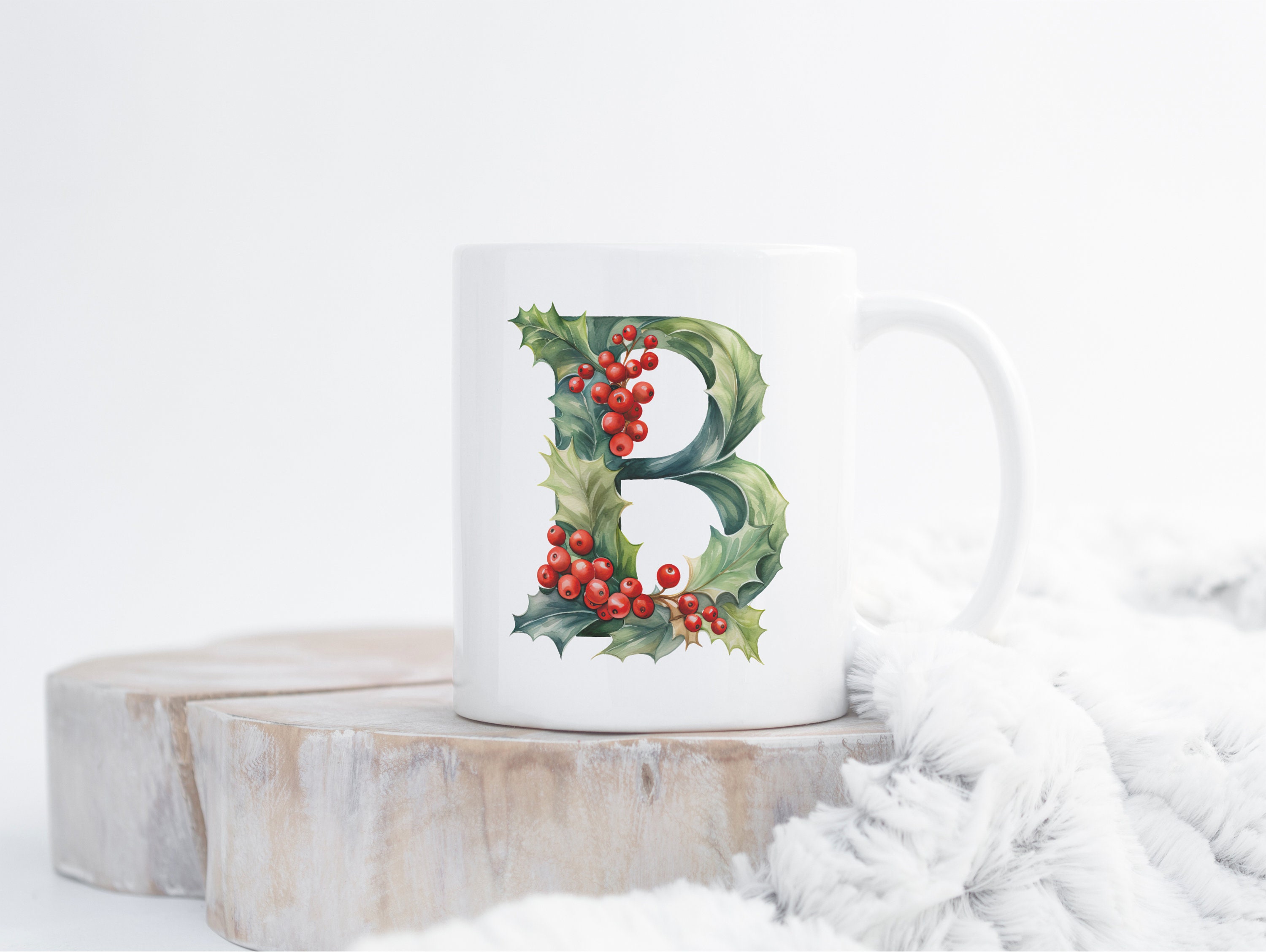 Christmas Holly Alphabet Watercolor PNG Clipart Bundle, English ...