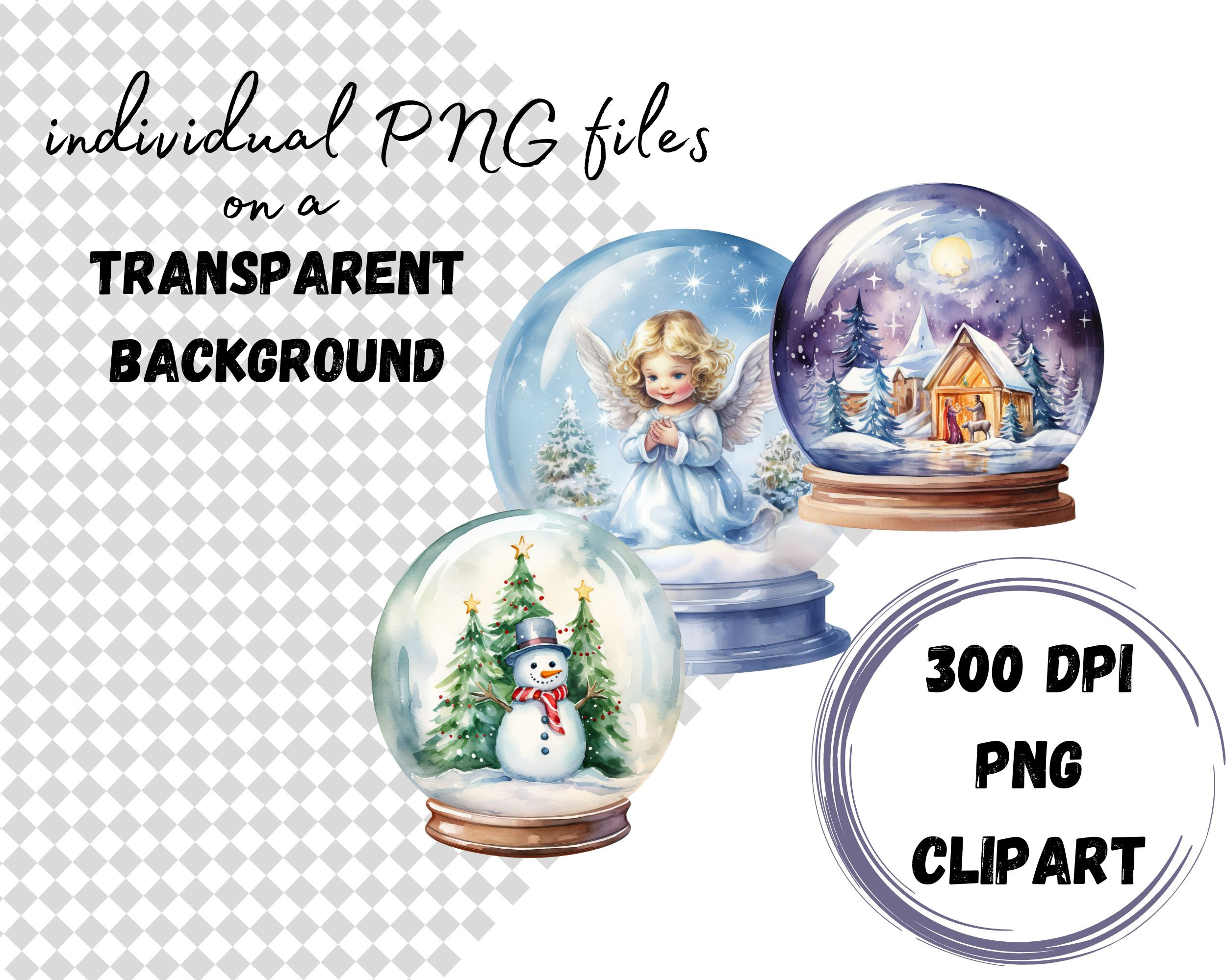 Christmas Snow Globe Clipart, Watercolor Winter Snow Globe PNG ...