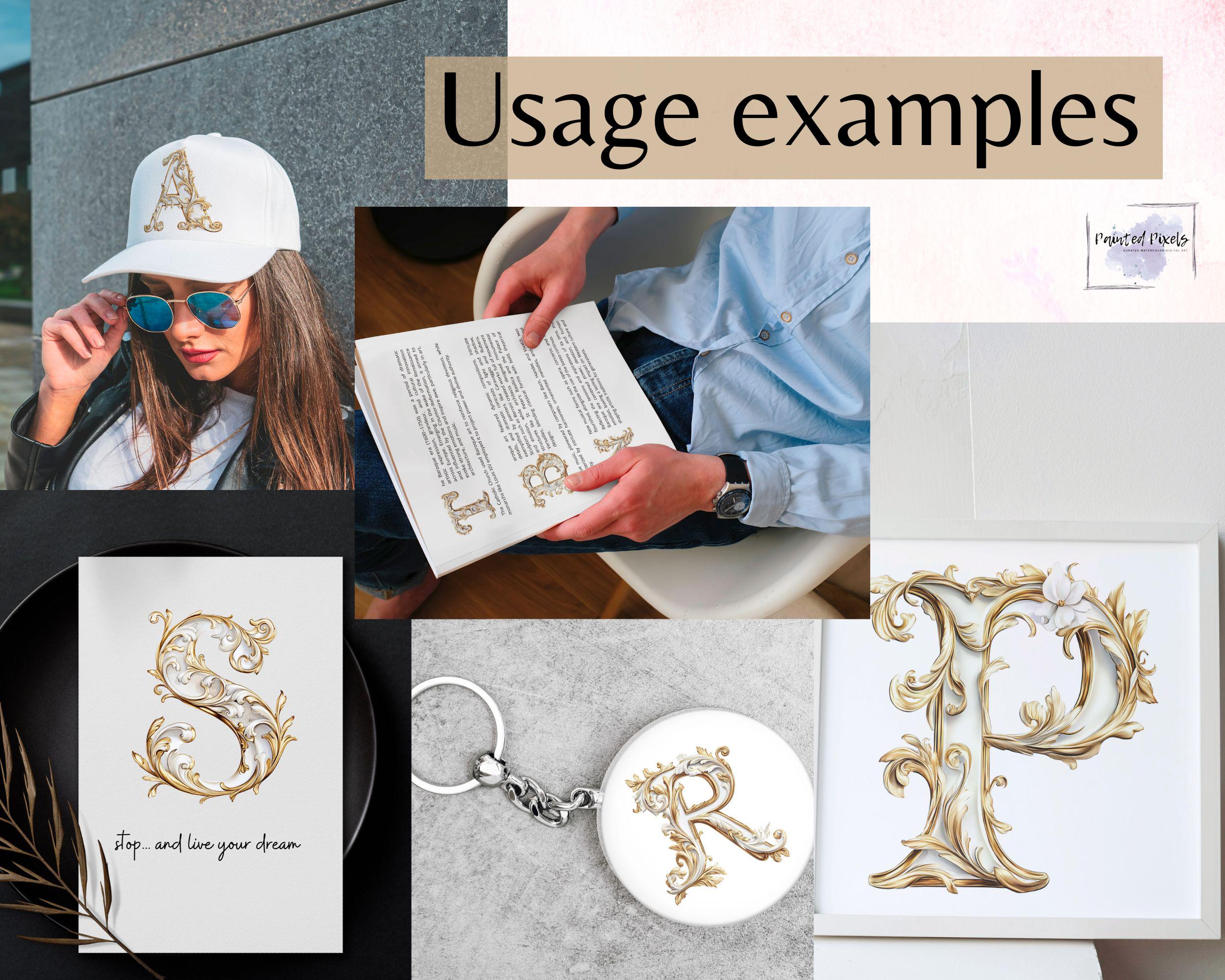 Baroque Gilded Golden Ivory Watercolor Letters Clipart, Elegant Vintage ...