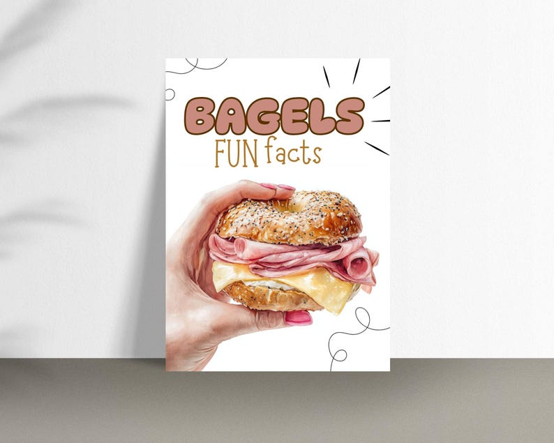 Watercolor Ham and Cheese Bagels Clipart Bundle, Breakfast Sandwich PNG ...