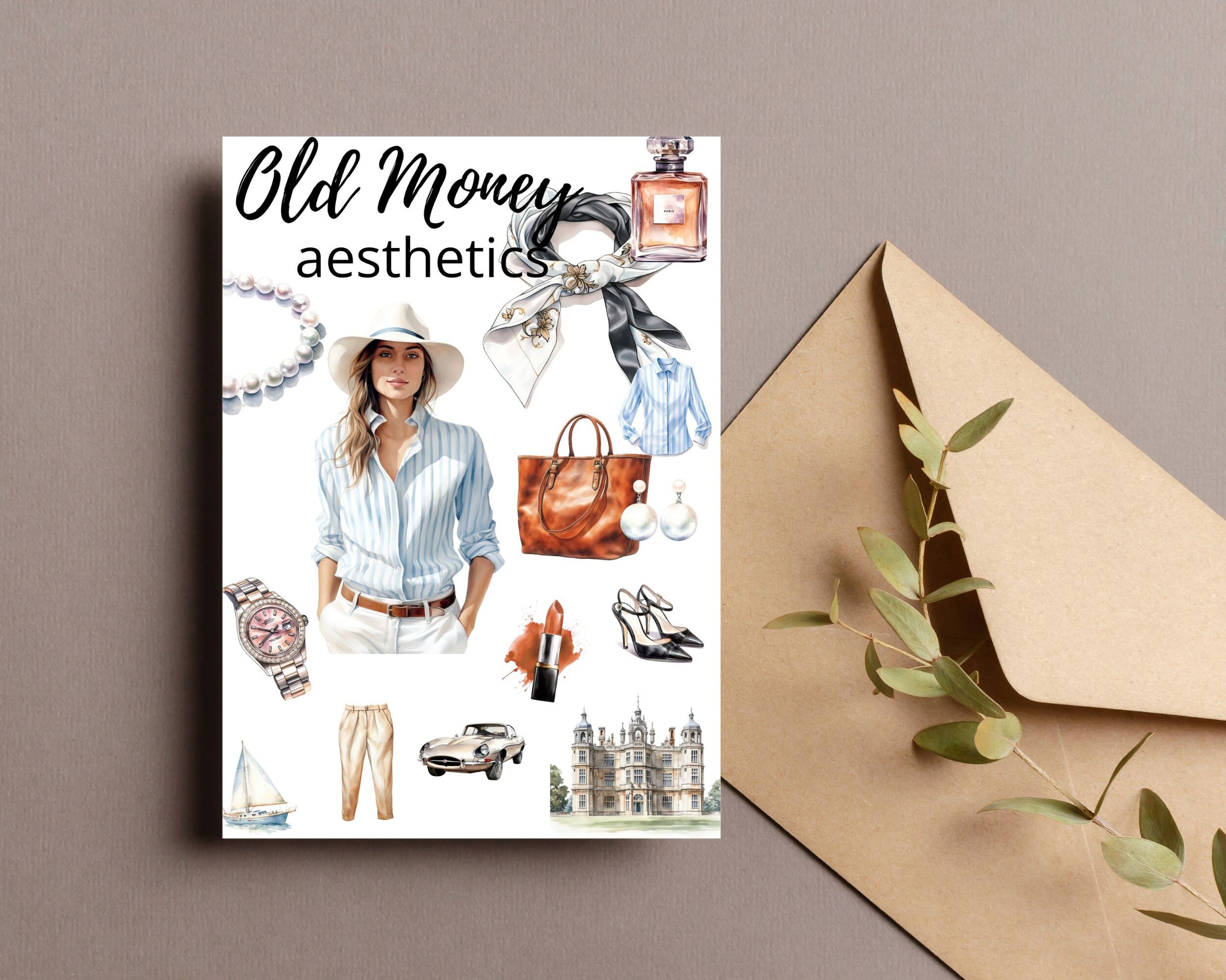 Old Money Aesthetics and Quiet Luxury Watercolor Clipart Bundle, High ...
