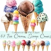 Watercolor Ice Cream Clipart, Cones, Sundaes (PNG, Digital Download) - Etsy