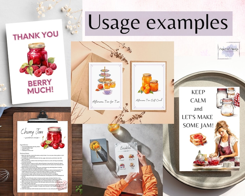 Fruit Jam Watercolor Clipart, Homemade Berry Jam, Fruit Marmalade and ...