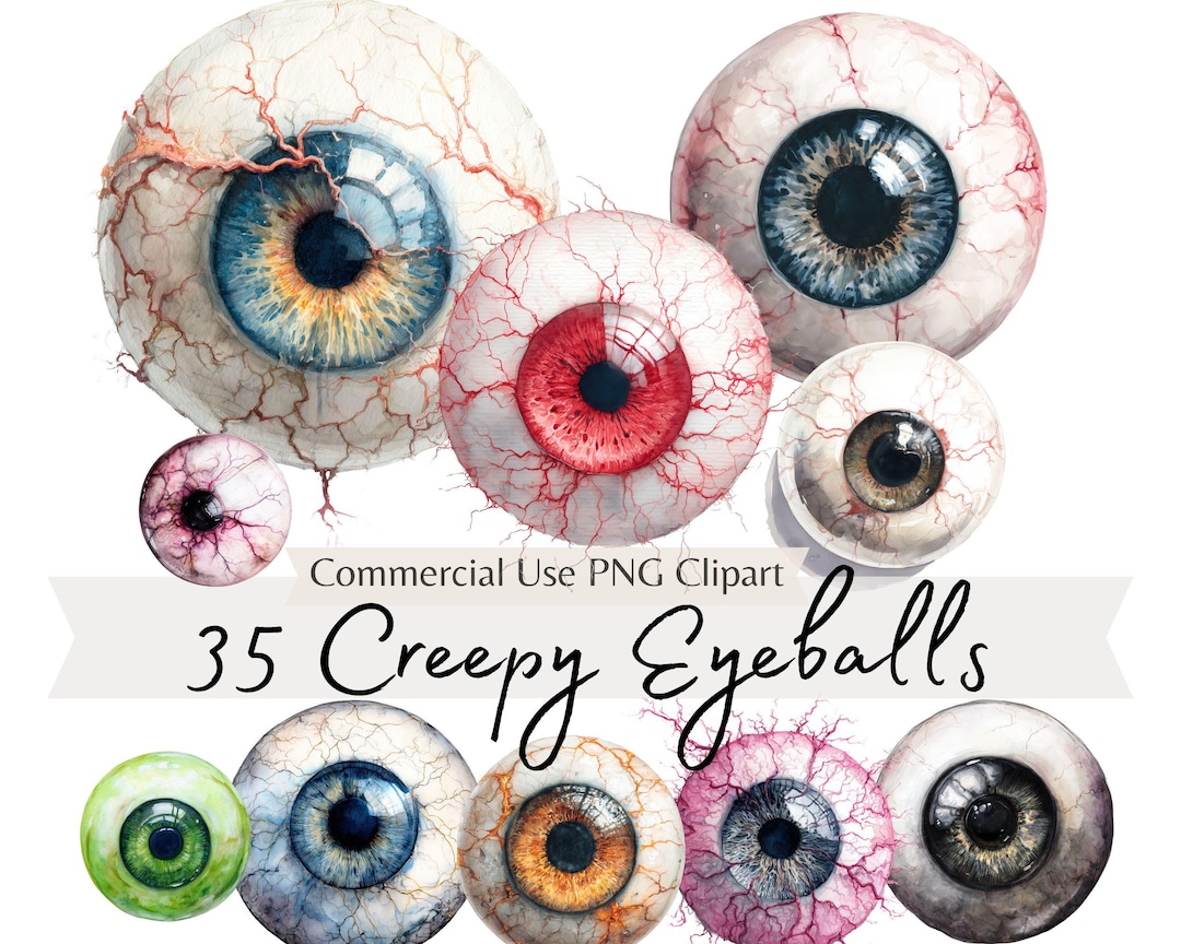 Watercolor Creepy Eyeballs Clipart, Bloodshot Spooky Eyes PNG ...