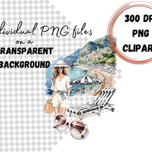 60 Amalfi Coast Italian Summer Watercolor Clipart, Coastal Italy ...