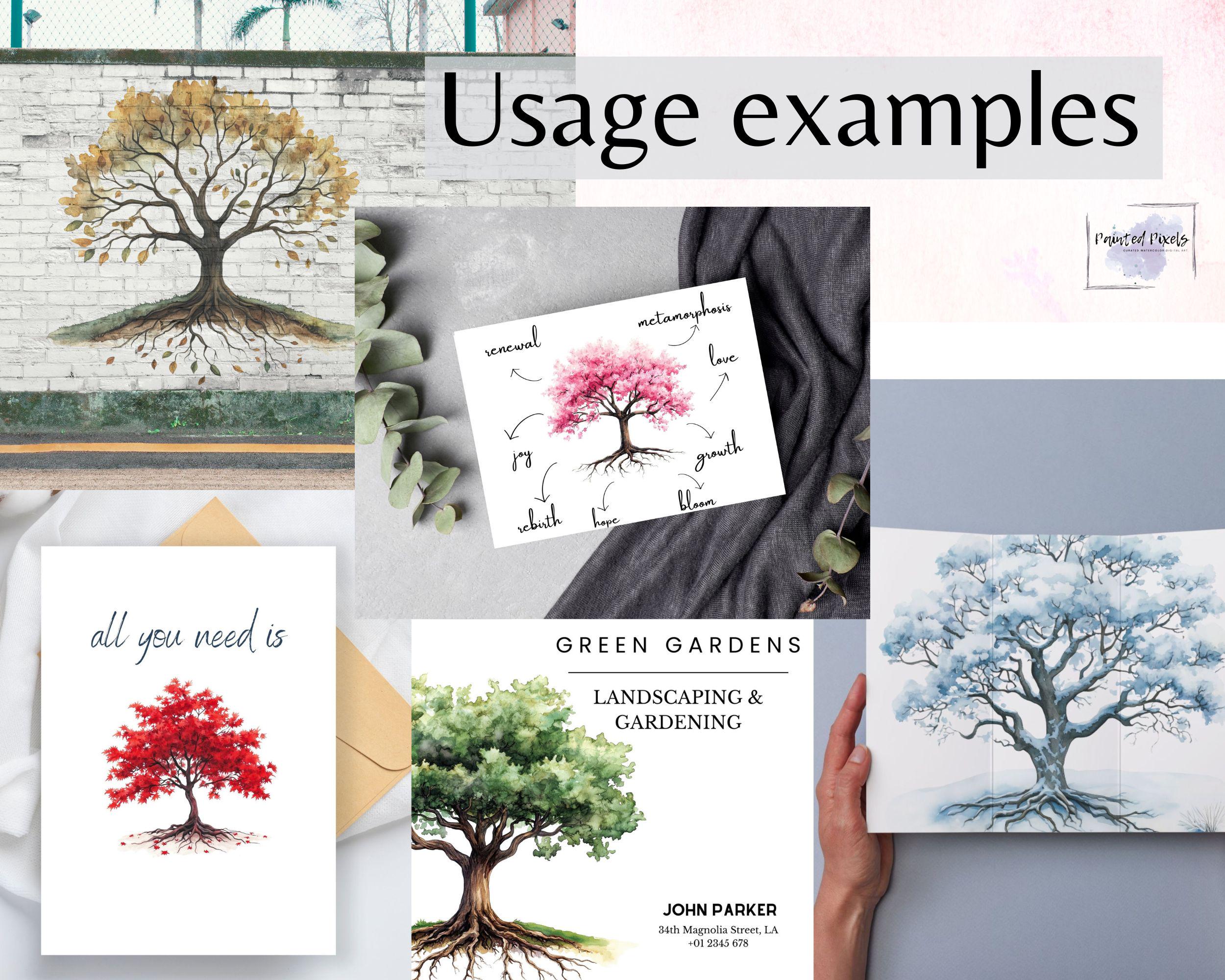 Watercolor Trees and Roots Clipart, Mystical, Generational, Family ...