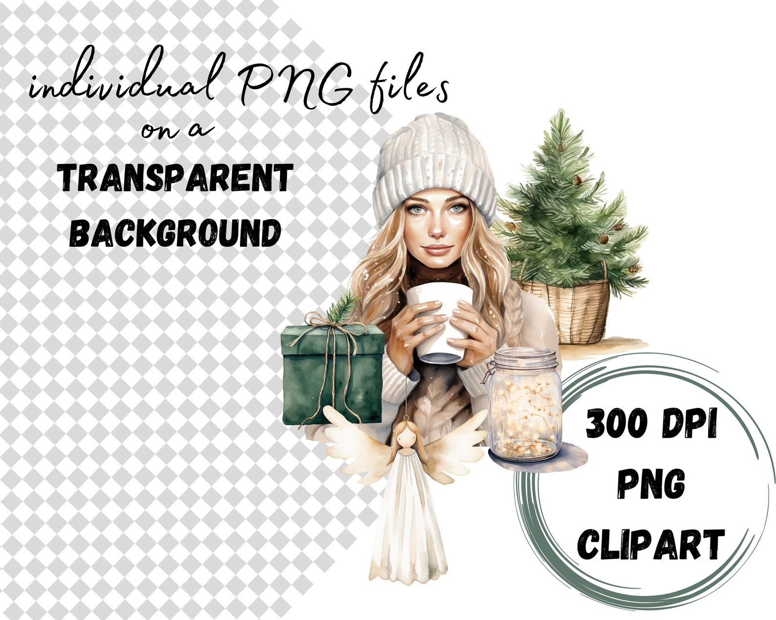 Scandinavian Christmas Clipart Ornaments, Cozy Neutral Watercolor ...