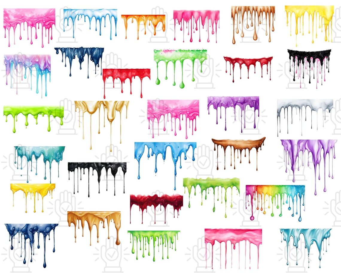 Slime Drips Clipart Watercolor Graphics for Commercial Use, Digital ...