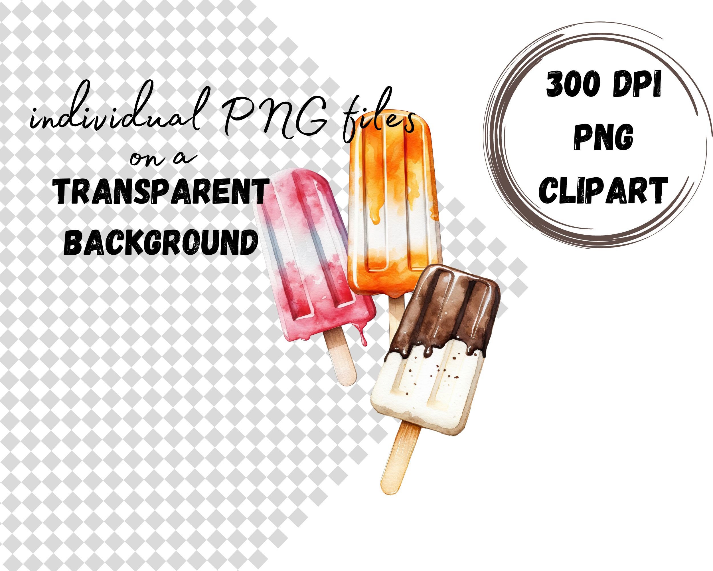 Watercolor Summer Popsicle Clipart, Big Bundle Ice Cream on a Stick ...