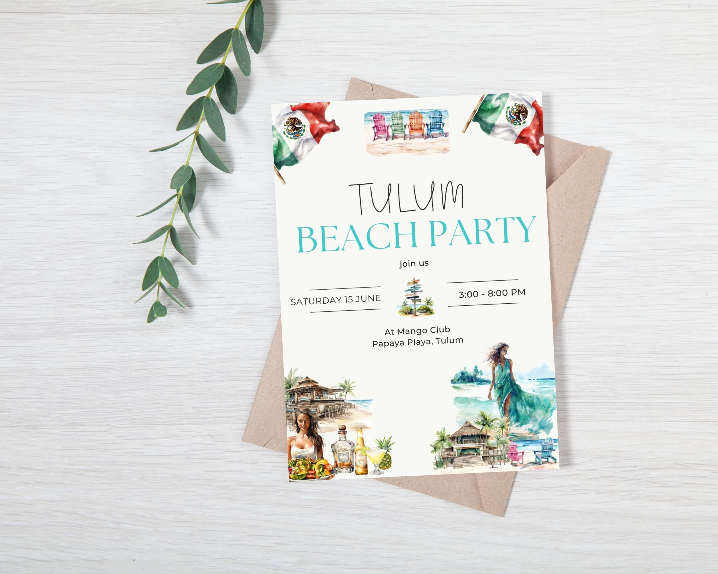 Watercolor Tulum Mexico Tropical Vacation Clipart, Tulum Vacation PNG ...