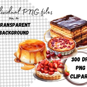 Watercolor French Pastries Clipart, French Dessert Patisserie Clipart ...