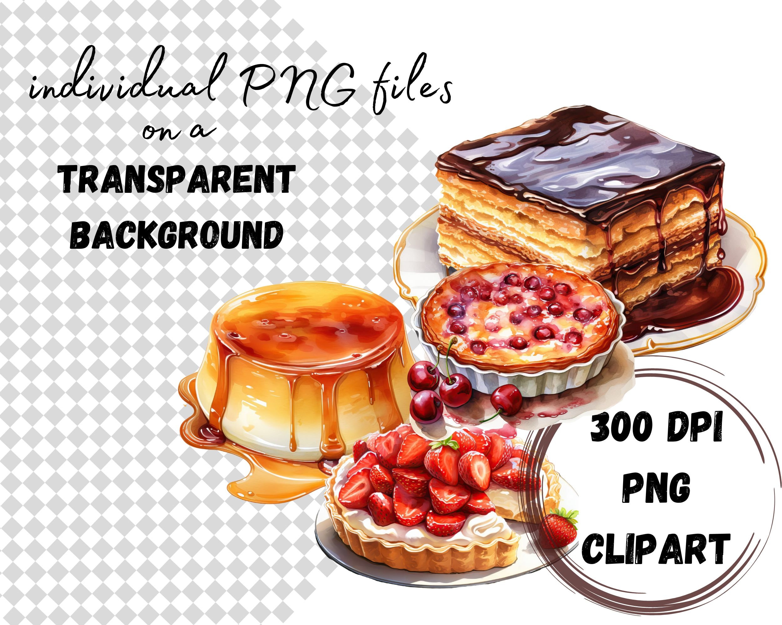 Watercolor French Pastries Clipart, French Dessert Patisserie Clipart ...