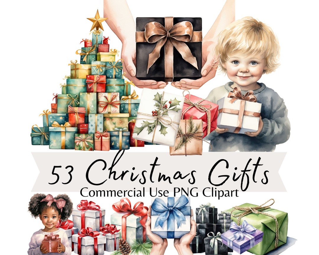 Watercolor Christmas Gift Boxes Clipart, Christmas Presents PNG ...