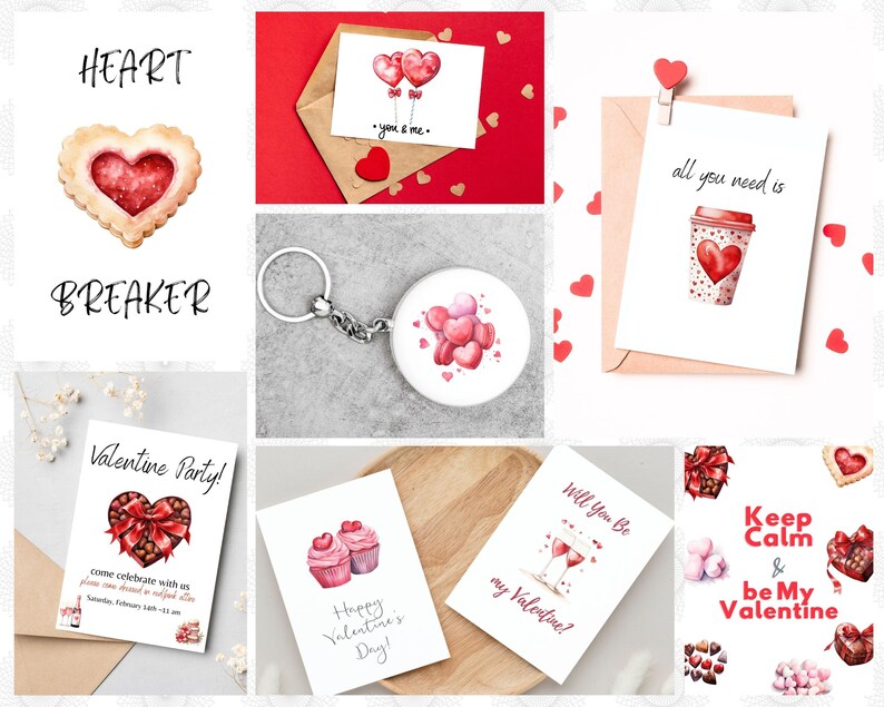 Valentine’s Day Sweets Candy and Cakes PNG Watercolor Clipart, Candy ...