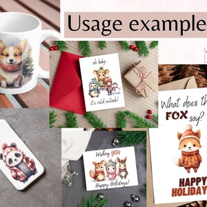 Cute Winter Animals Clipart, Watercolor Forest and Safari Animal ...