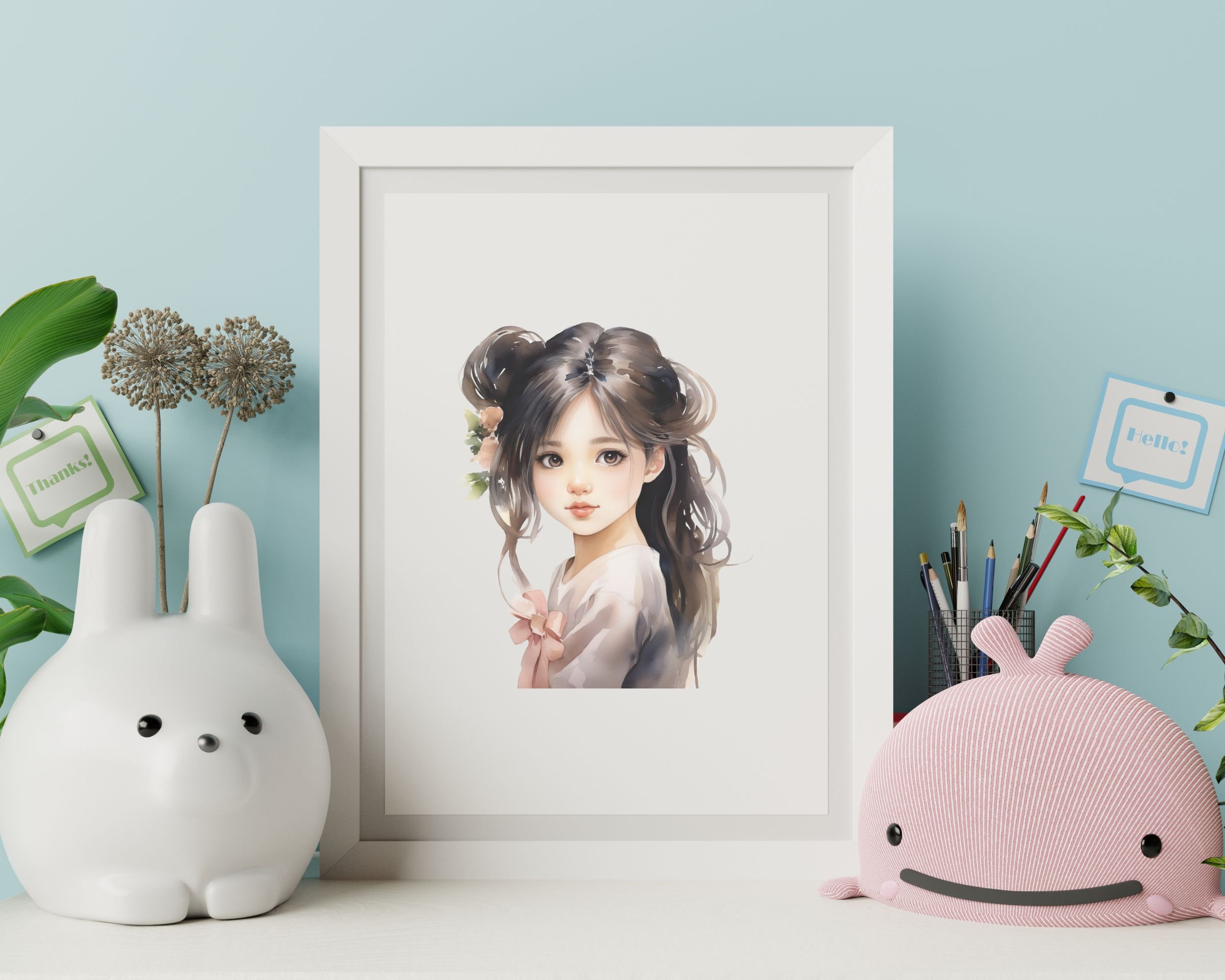 Cute Little Girls Watercolor Clipart Bundle, Charming Adorable Baby ...