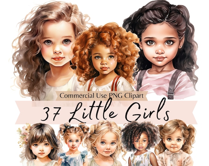 Little Girls Clipart, 10 JPG Adorable Sweet Kids Graphics, Cute Outfit ...