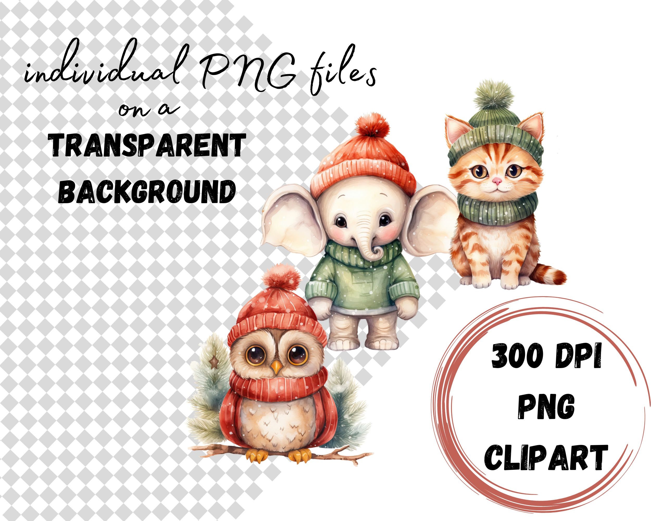 Cute Winter Animals Clipart, Watercolor Forest and Safari Animal ...