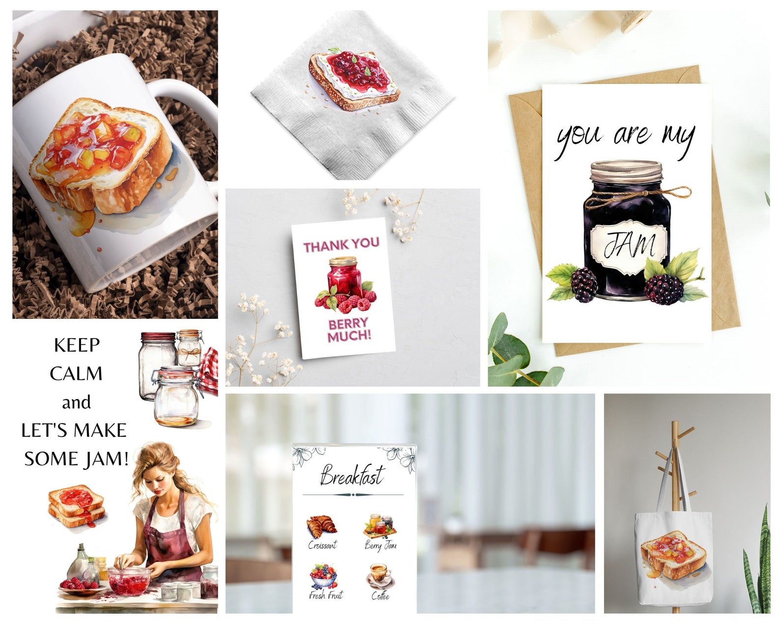 Fruit Jam Watercolor Clipart, Homemade Berry Jam, Fruit Marmalade and ...