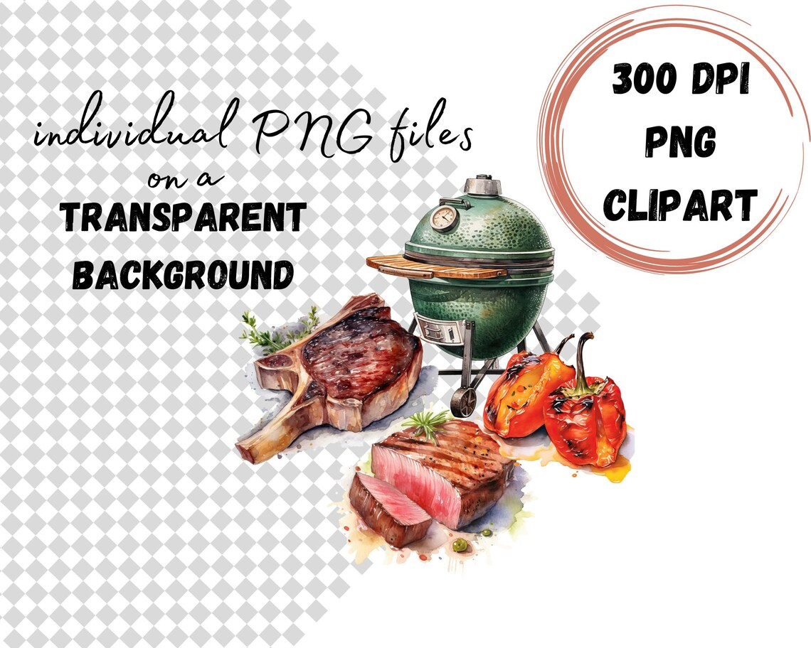 BBQ Summer Party, Grill Picnic Garden Clipart, Watercolor Barbecue Food ...