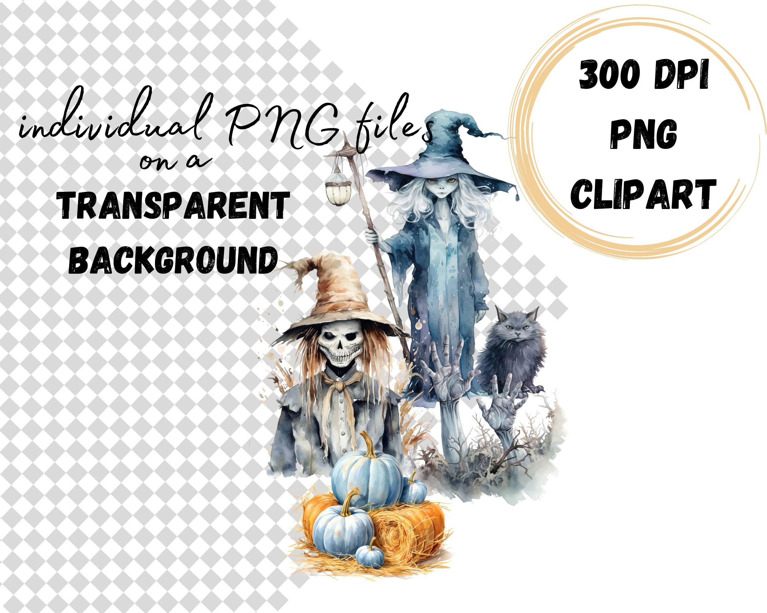 Coastal Halloween Watercolor Clipart, Transparent PNG Designs for ...